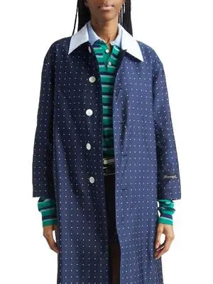 HOMMEGIRLS Polka Dot Swing Coat - Navy Polka Dot