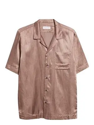 Dries Van Noten Carltone Crinkled Satin Camp Shirt - Old Rose