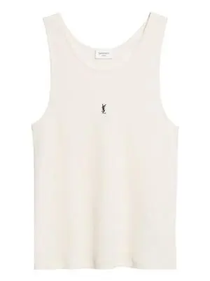 Saint Laurent Embroidered Tank - Naturel/noir