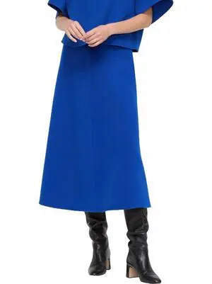Lafayette 148 New York Double Face Wool & Cashmere Flared Skirt - Galaxy Blue