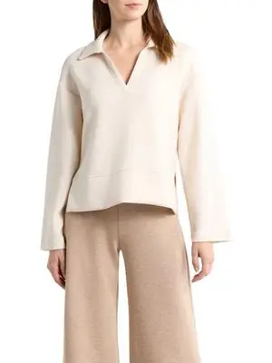 Spanx Airessentials Polo Sweatshirt Oatmeal Heather