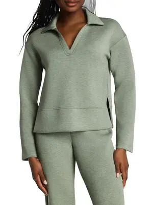 Spanx Airessentials Polo Sweatshirt Sage Brush Heather