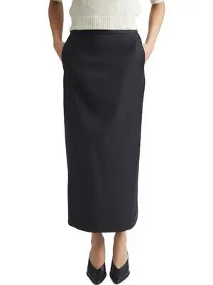 Loulou De Saison Cara Super 120s Wool Pencil Skirt - Black Melange