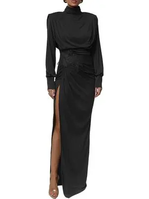 JLUXLABEL Radiance Long Sleeve Gown - Black