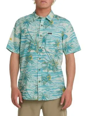 Quiksilver Sundown Classic Short Sleeve Stretch Cotton Button-up Shirt - Aqua