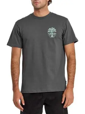 Quiksilver Uno Palm Cotton Graphic T-shirt - Iron Gate