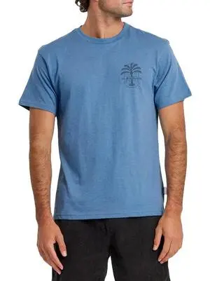 Quiksilver Uno Palm Cotton Graphic T-shirt - Riviera Heather