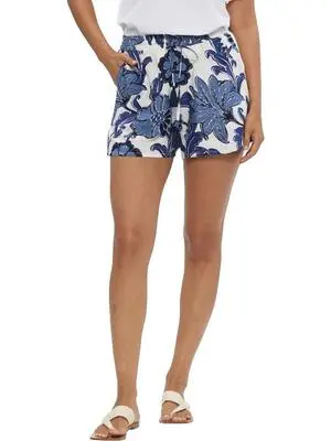 TALISMAN THE LABEL Floral Drawstring Shorts - Navy Ibiza