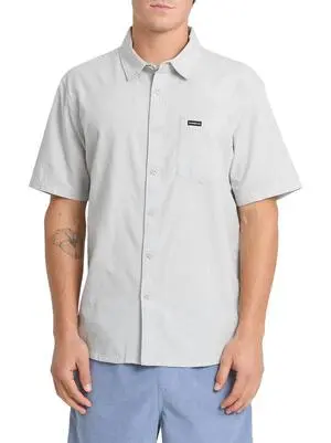Quiksilver Dobby Stripe Classic Short Sleeve Cotton Button-up Shirt - Micro Chip