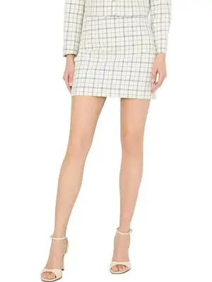 MILLY Plaid Mini Skirt - White/black