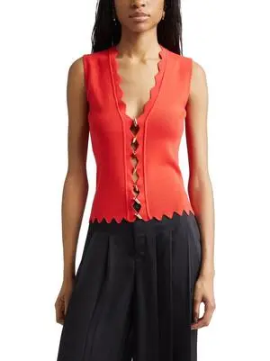 Ramy Brook Bec Ribbed Sweater Vest - Crimson