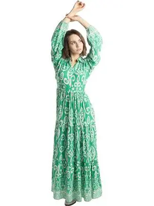 LE FAFO Printed Maxi Dress - Green Printed