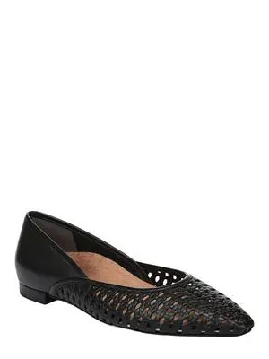 Vionic Gracia Leather Flat Black Woven
