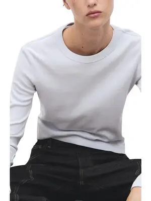 Mango Long Sleeve Cotton Rib T-shirt - Sky Blue