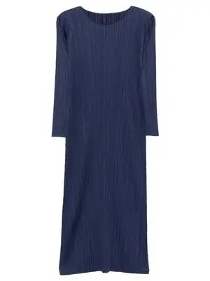 Issey Miyake Pleated Long Dress - Blue