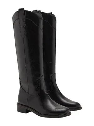 Mango Knee-high Western Boot - Brown