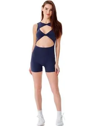 REVYVE ACTIVE Short Jumpsuit With A Front Cutout Detail - Navy