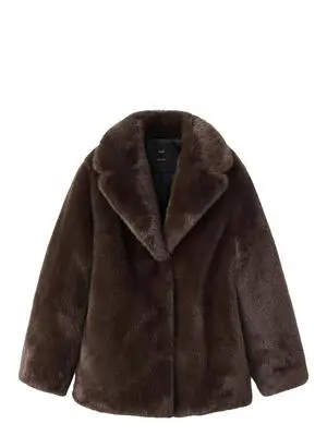 Mango Faux Fur Jacket - Beige