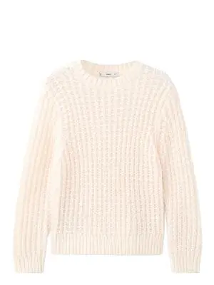Mango Openwork Knit Sweater - Ecru