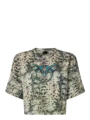Pinko Jewel Snake-print T-shirt - Neutrals