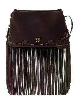 Pinko Fringed Shoulder Bag - Brown