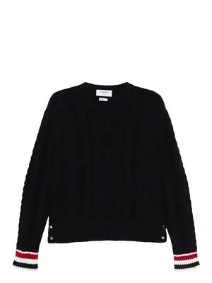 Thom Browne Classic Aran Cable Stitch Crew Neck - Blue