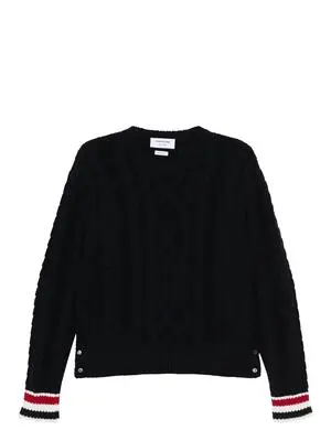 Thom Browne Classic Aran Cable Stitch Crew Neck - Blue