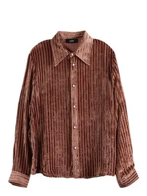 Amiri Velvet Stripe Long-sleeve Shirt - Tan