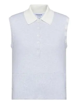 Thom Browne Milano Stitch Sleeveless Polo Shirt - Grey