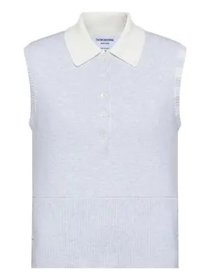 Thom Browne Milano Stitch Sleeveless Polo Shirt - Grey