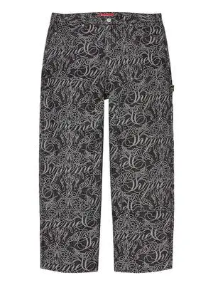 Supreme Script Jacquard Double Knee Denim Painter Pant - Black