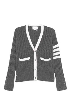 Thom Browne Cable Stitch V-neck Cardigan - Grey
