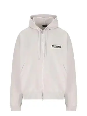Balenciaga Over Zip-up Hoodie - White