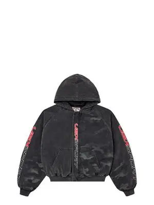 VALE FOREVER Camo Hooded Bomber Jacket - Black