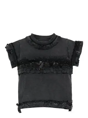Balenciaga Ruffle Crew Neck T-shirt - Black