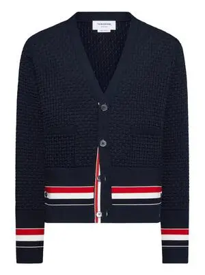 Thom Browne Classic V Neck Cardigan - Blue