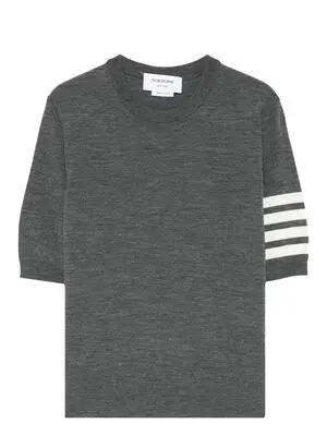 Thom Browne 4 Bar Wool Stripe Tee - Grey