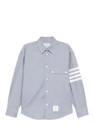 Thom Browne 4 Bar Stripe Oversized Shirt - Blue