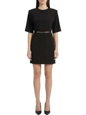 Pinko Mini Dress With Chain Belt - Black