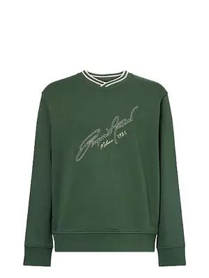 Emporio Armani Logo-embroidered Crew-neck Cotton Sweatshirt - Sycamore