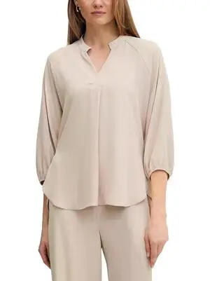 Joseph Ribkoff V-neck Drawstring Blouse - Neutrals