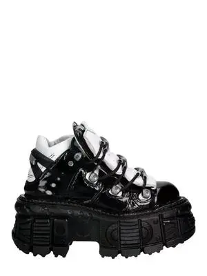 NEW ROCK Platform Sneakers With Metal Detail - Black