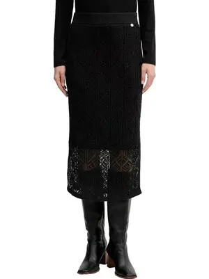 Joseph Ribkoff Lace Panel Midi Skirt - Black