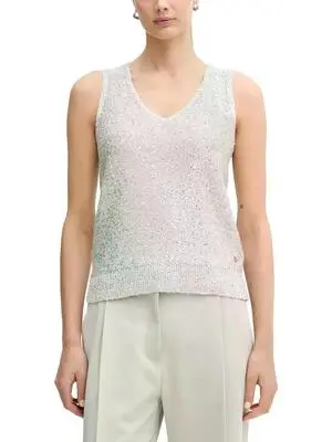 Joseph Ribkoff Sequin Embellished V-neck Top - Neutrals