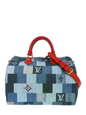 LOUIS VUITTON Speedy Bandouliere 30 Patchwork Tote - Blue