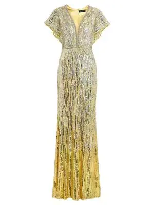 Jenny Packham Sequin-embellished Gown - Gold