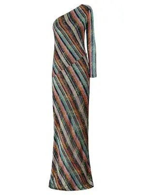 Missoni Striped One-shoulder Maxi Dress - Brown
