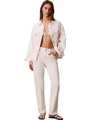 Calvin Klein Denim Belted Jacket - Chalk White