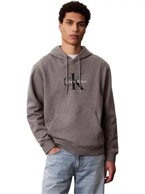 Calvin Klein Fleece Hoodie With Logo - Medium Grey Heather