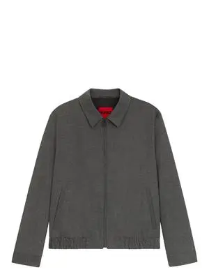 Hugo Slim-fit Jacket In Stretch Flannel - Grey